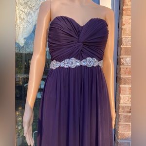City Triangles | Dresses | Dark Purple Twist Front Strapless Draped ...